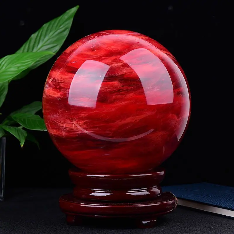 10CM-Natural-Rare-Red-Smelting-Stone-Energy-Saving-Quartz-Crystal-Ball ...