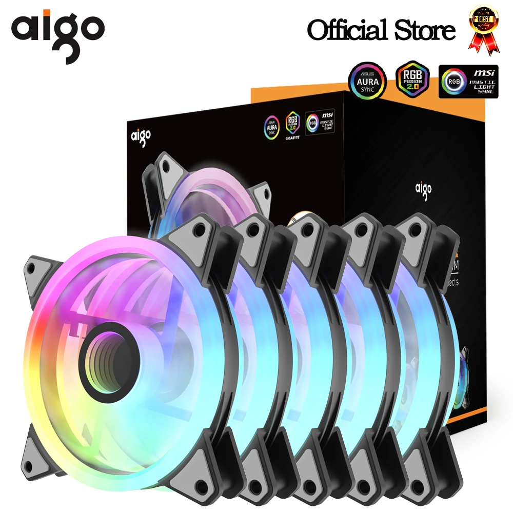 Aigo-AF12-Computer-Case-Fan-Ventilador-PC-120mm-Rgb-Fan-Kit-Double-Halo ...