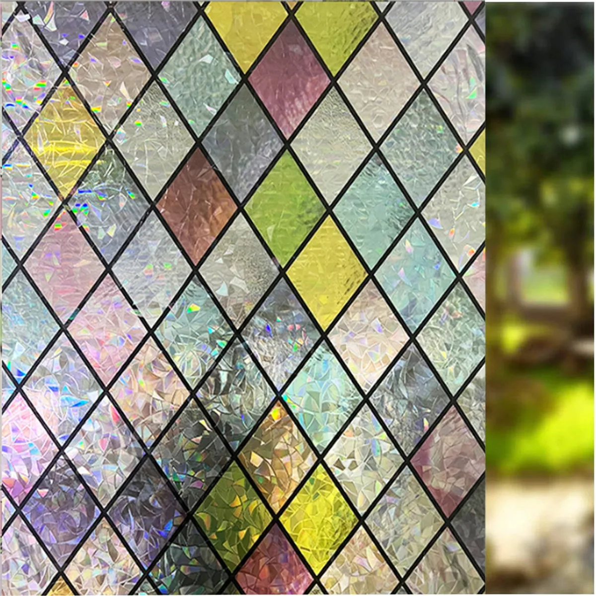 Stained-Glass-Window-Film-Window-Privacy-Films-Colorful-Lattice-Window ...