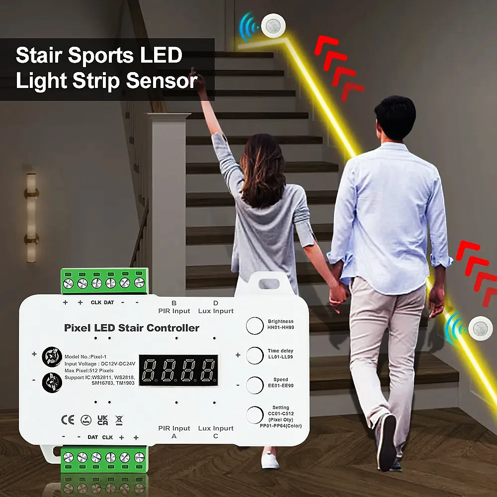 Dream-Color-Rgb-ic-Led-Strip-Motion-Sensor-Stair-Light-Addressable ...