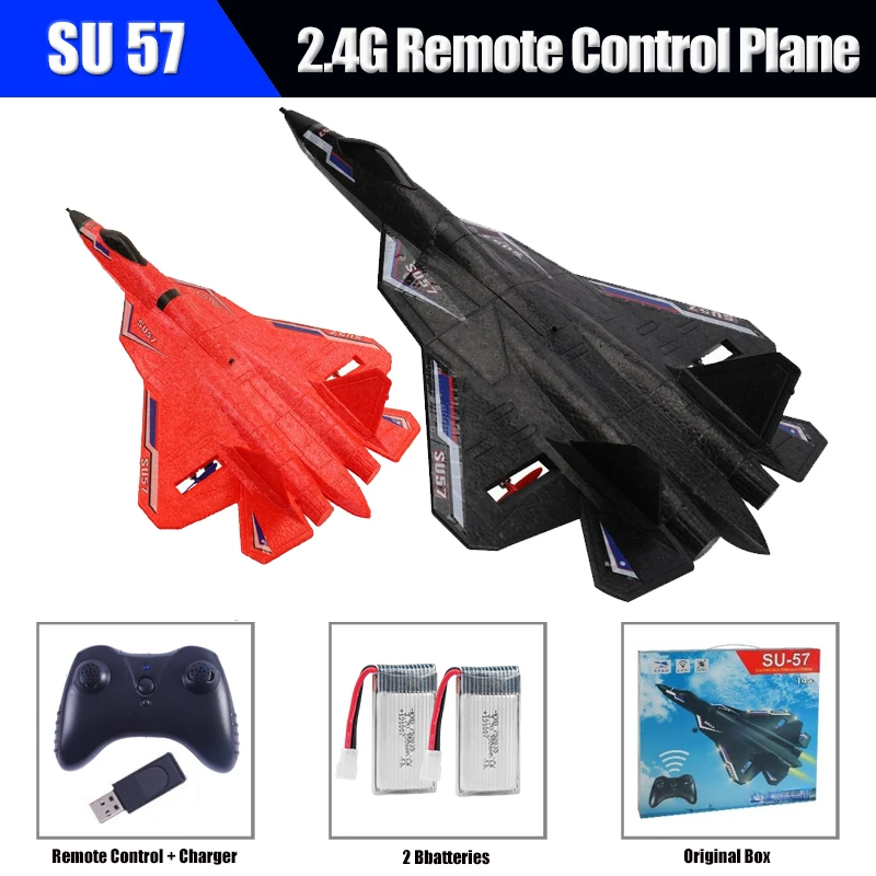 RC Plane SU57 Radio Control Airplane Light Fixed Wing Hand Throwing ...