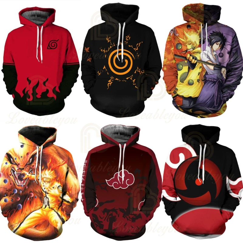 Naruto Anime Cartoon Hoodie Uzumaki Naruto Cosplay Akatsuki Uchiha ...
