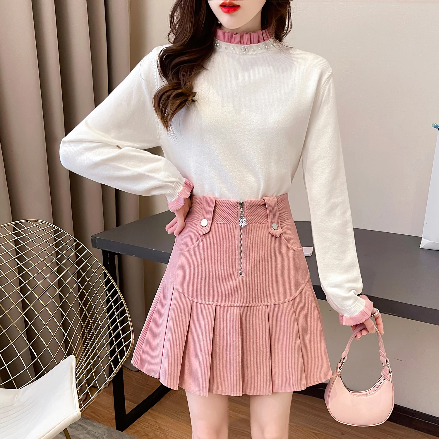 Autumn-Winter-Women-Skirts-2-Piece-French-Gentle-Foreign-Style-Design ...