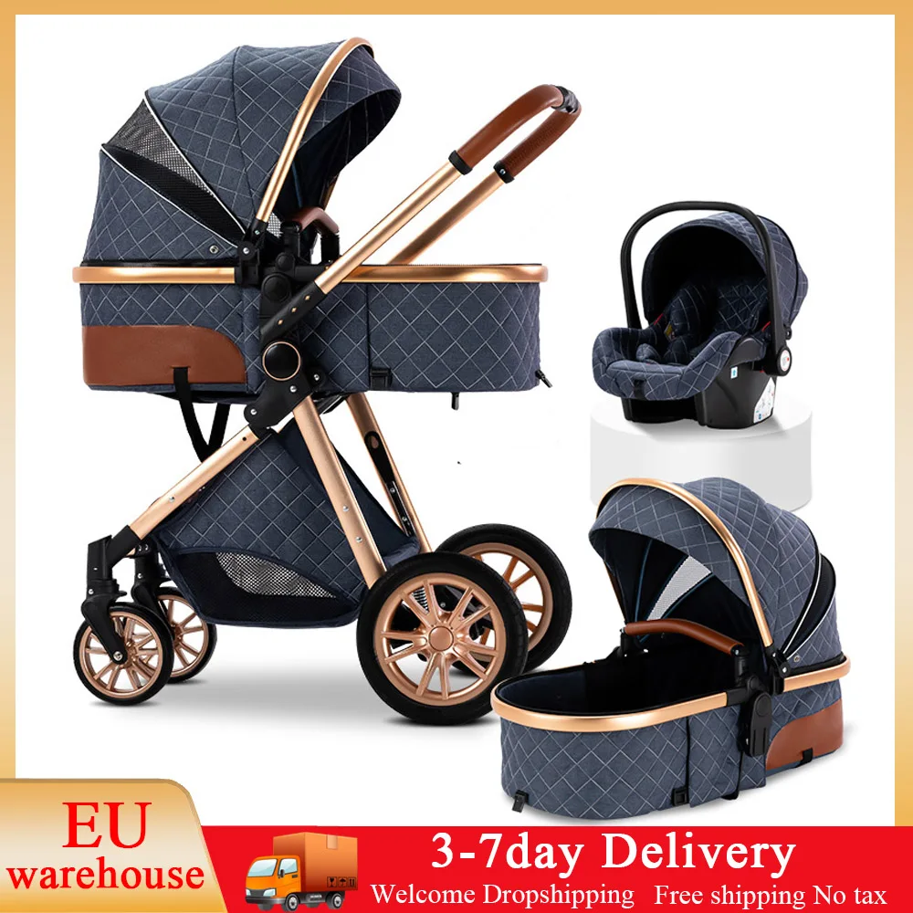 Baby Carriage 3 in 1 High Landscape Stroller Reclining Baby Carriage ...