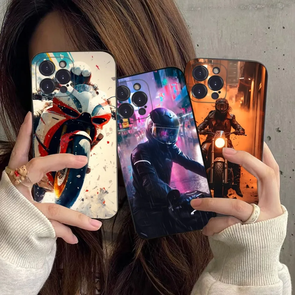 Fashion Motorcycle Man Phone Case For iPhone 15 14 11 12 13 Mini Pro XS ...