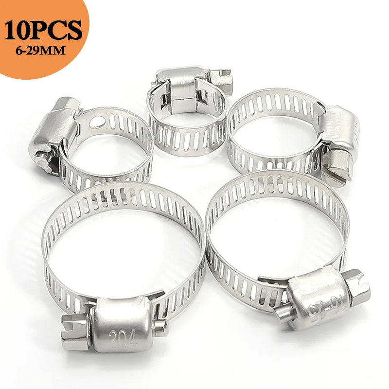 10pcs-Adjustable-Hose-Clamps-Stainless-Steel-Screw-Band-Car-Fuel-Hose ...