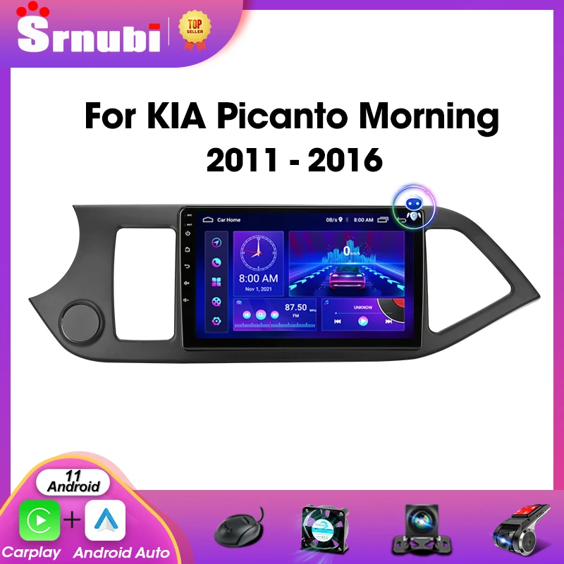 Srnubi For KIA Picanto Morning 2011-2016 Android 11 Car Radio Multimedia Player Navigation 2Din ...