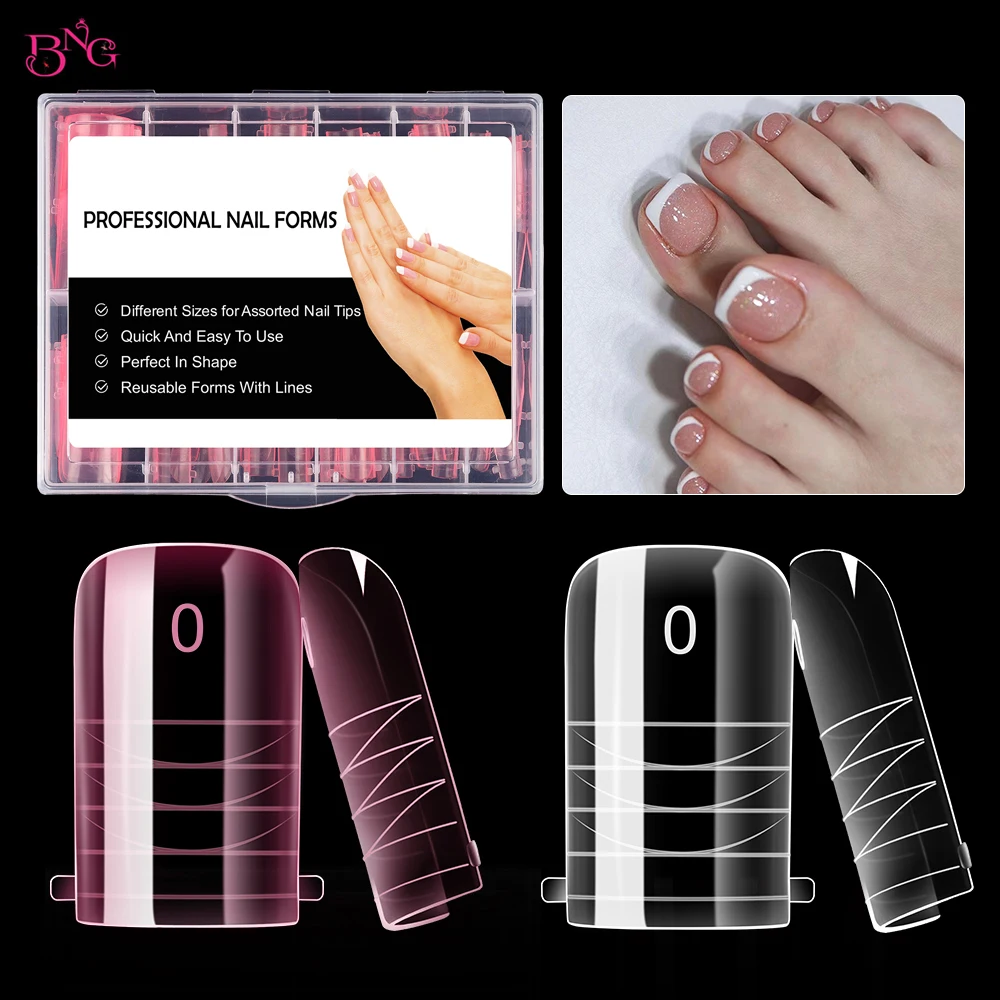BNG 120PCS Nail Forms for Toes Reusable Dual Forms for Poly Extension ...