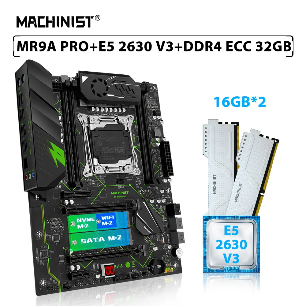 MACHINIST MR9A PRO 키트 X99 마더보드 세트, LGA 2011 3 제온 E5 2630 V3 프로세서 CPU, 2 ...