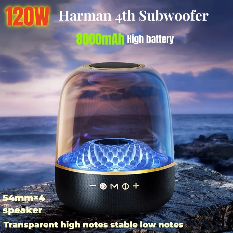 120W-High-Power-Bass-Music-Box-Harman-4th-Full-Screen-Transparent-Caixa ...