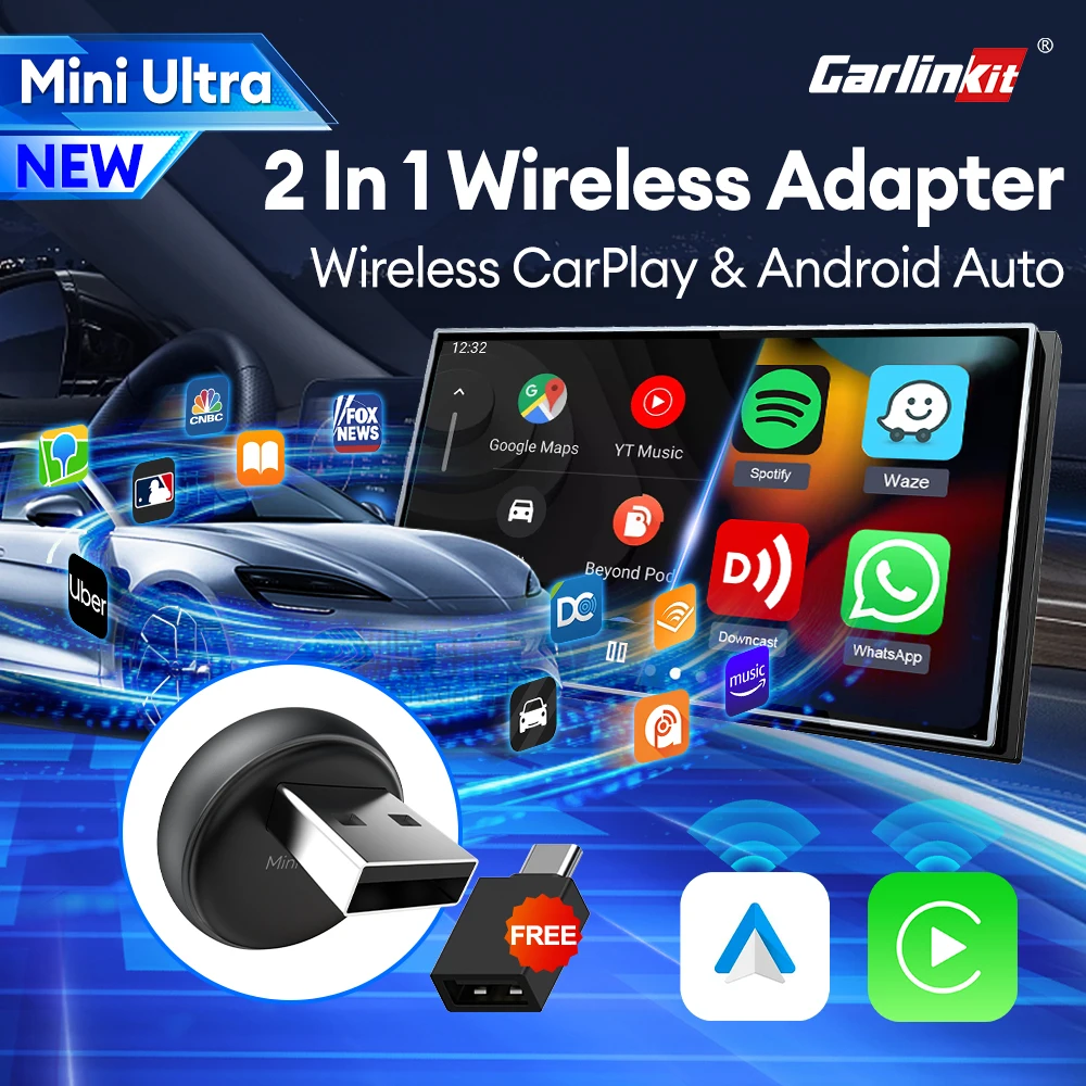 Mini Ultra 3 CarlinKit 5.0 Wireless Android Auto CarPlay Wireless ...