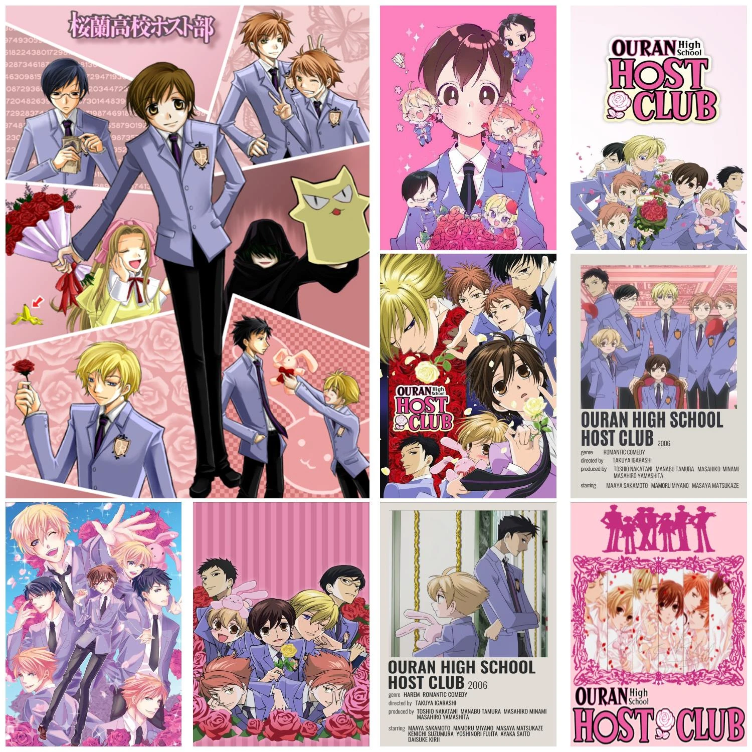 ouran high school host club Anime Video Game Canvas Art Poster and Wall ...