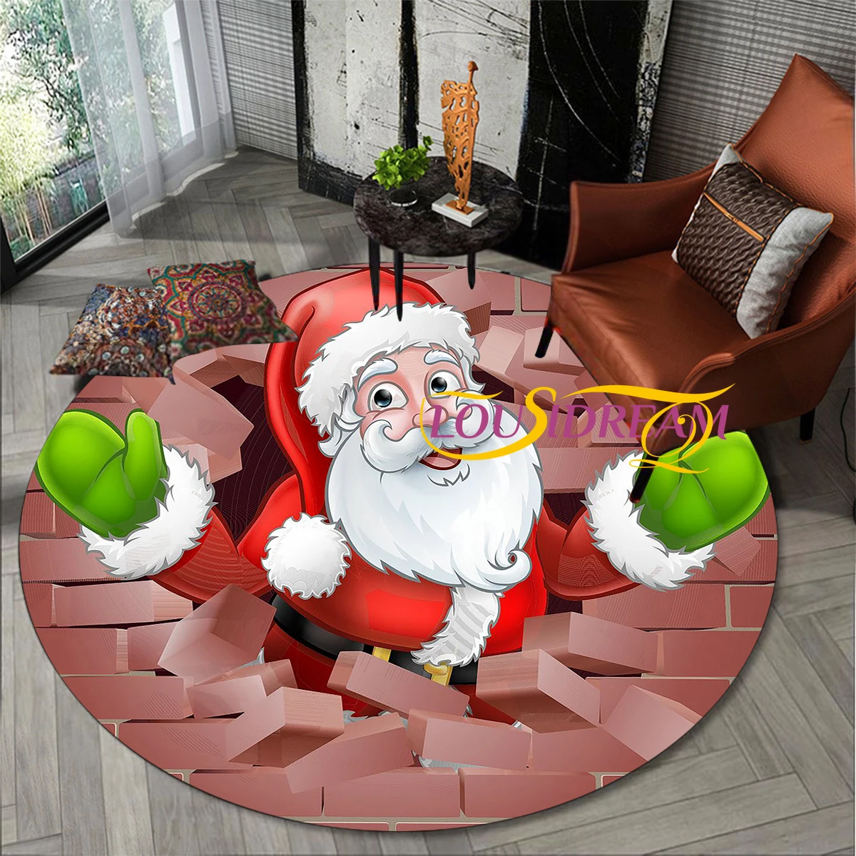 3D-Christmas-Santa-Claus-Round-Area-Rug-Carpet-for-Living-Room-Bedroom ...
