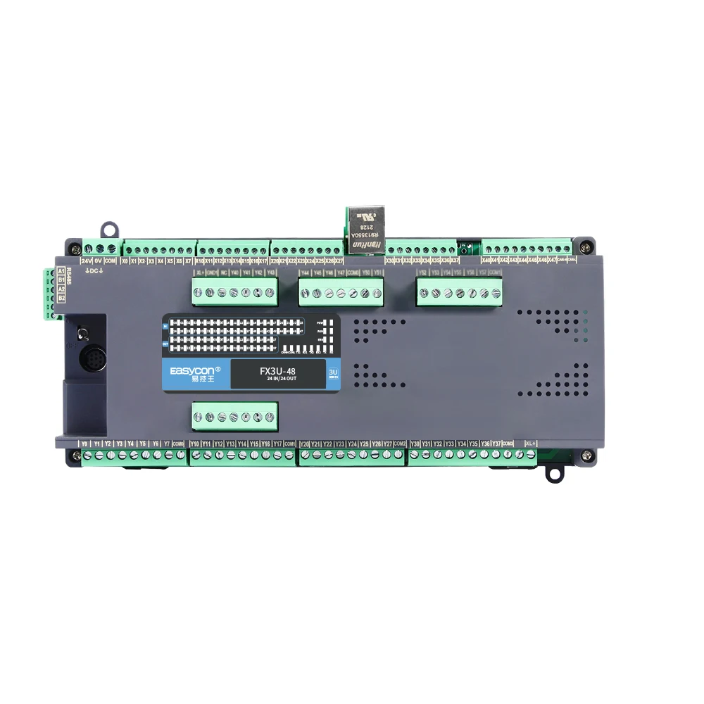 24DI/20DO 9AI/5AO Easycon PLC FX3U-48MR/MRT/MT With Ethernet PLC Programmable Logic Controller K ...