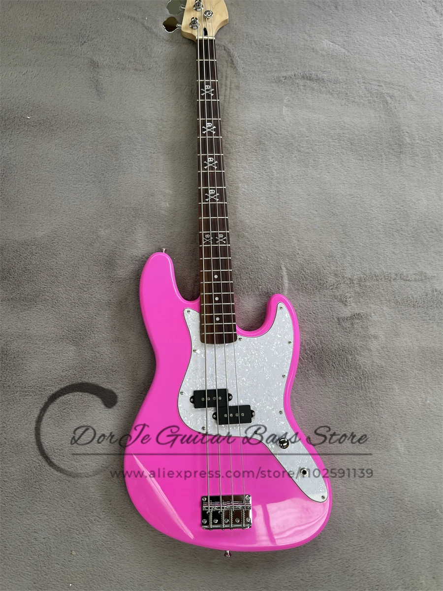 Deep-Pink-bass-4-string-electric-bass-guitar-Skull-set-with-rosewood ...