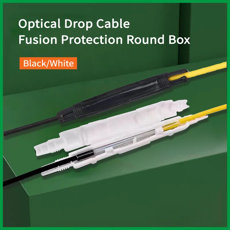 50Pcs/100Pcs Fiber Optic Fusion Protection Round Box Black/White for ...