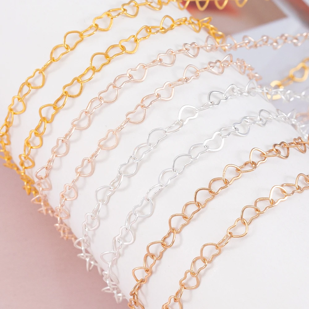 5Meters-1Meter-Love-Heart-Chain-3mm-Silver-Color-Copper-Link-Chains-for ...