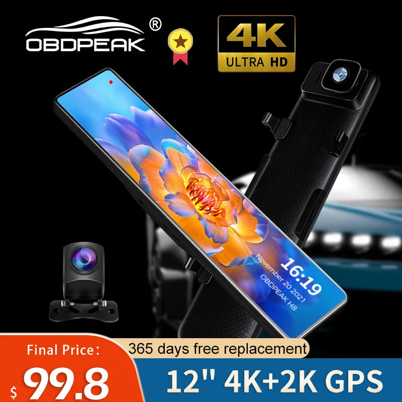 H8 Uhd 2160p 4k Dashcam Rearview Mirror Sony Imx415 Wifi Car Dvr Video ...