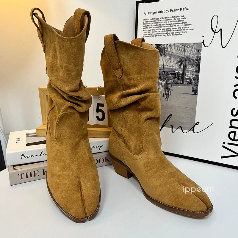 IPPEUM-Botas-de-vaquero-con-punta-dividida-para-mujer-botines ...