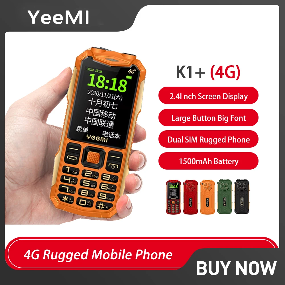 YeeMI-K1-Rugged-Waterproof-4G-Feature-Phone-2-4Inch-Big-Loudspeaker-LED ...