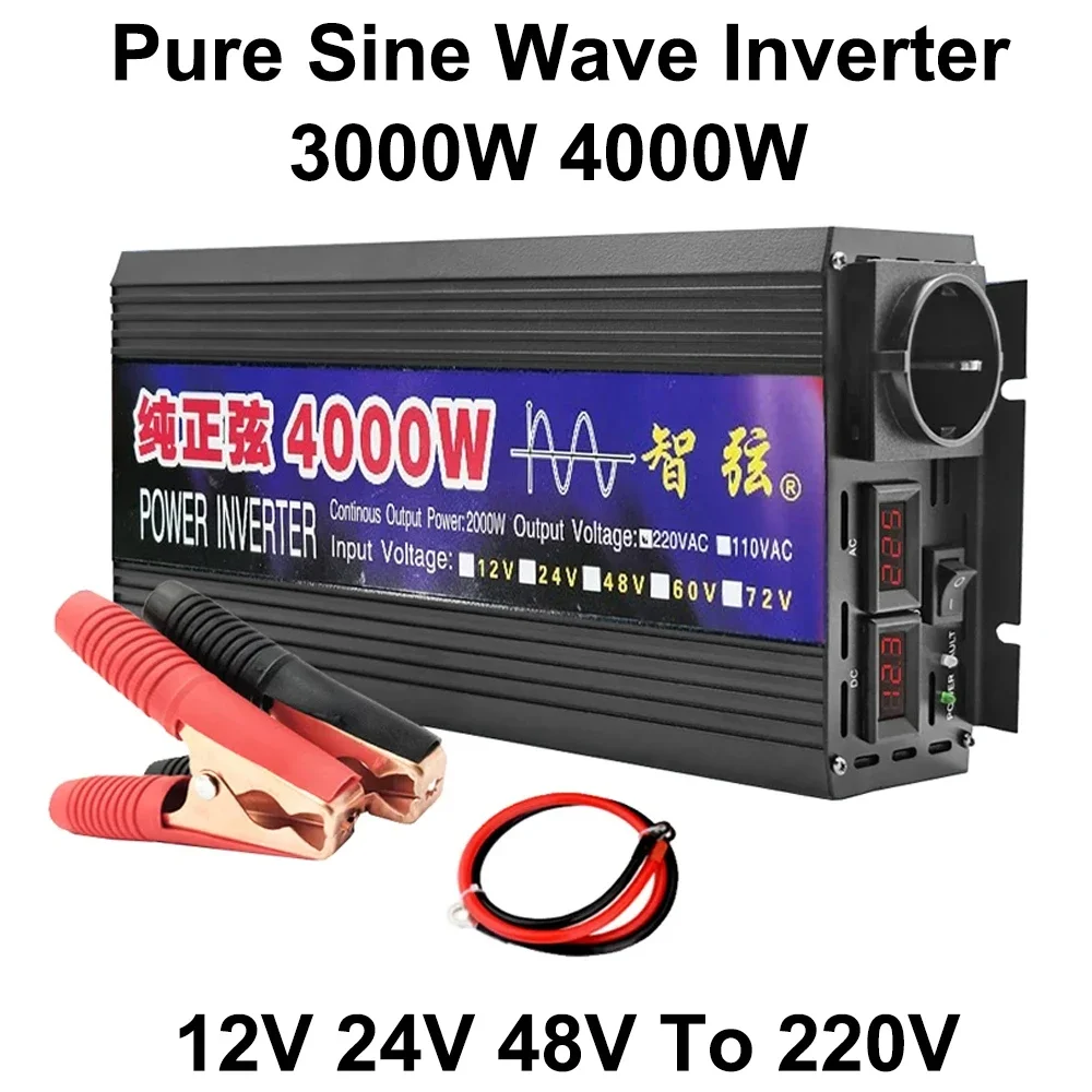 Inverter Pure Sine Wave 12V 24V To AC 220V 3000W 4000W DC 50Hz 60Hz ...