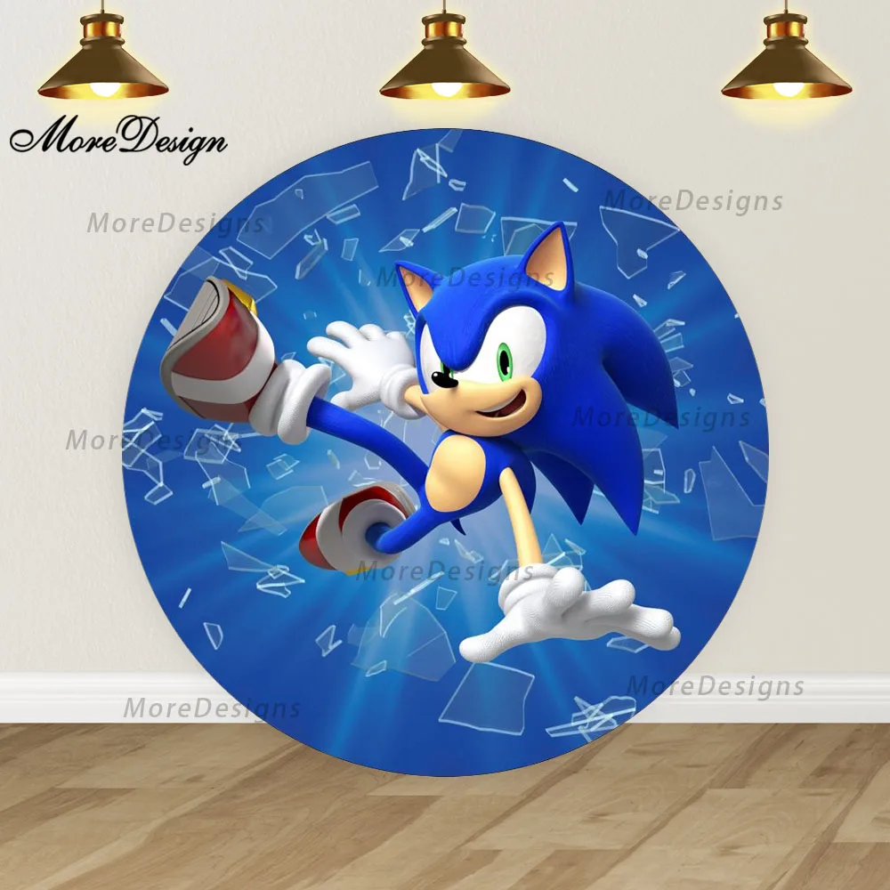 Fondo redondo Bandai Lightning Sonic para baby shower de niños, cubiertas circulares, decoración ...