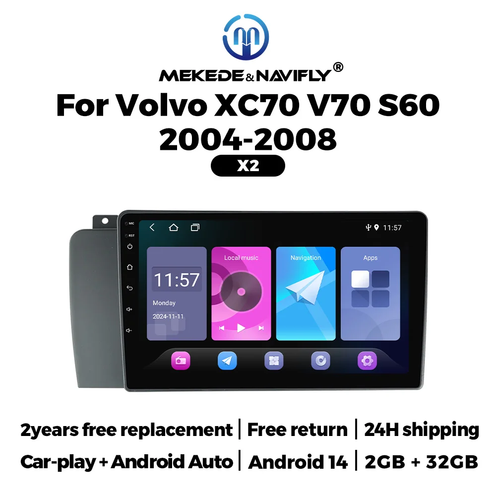 9inch Car Radio for Volvo XC70 V70 S60 2004-2007 Wirelessly Carplay ...