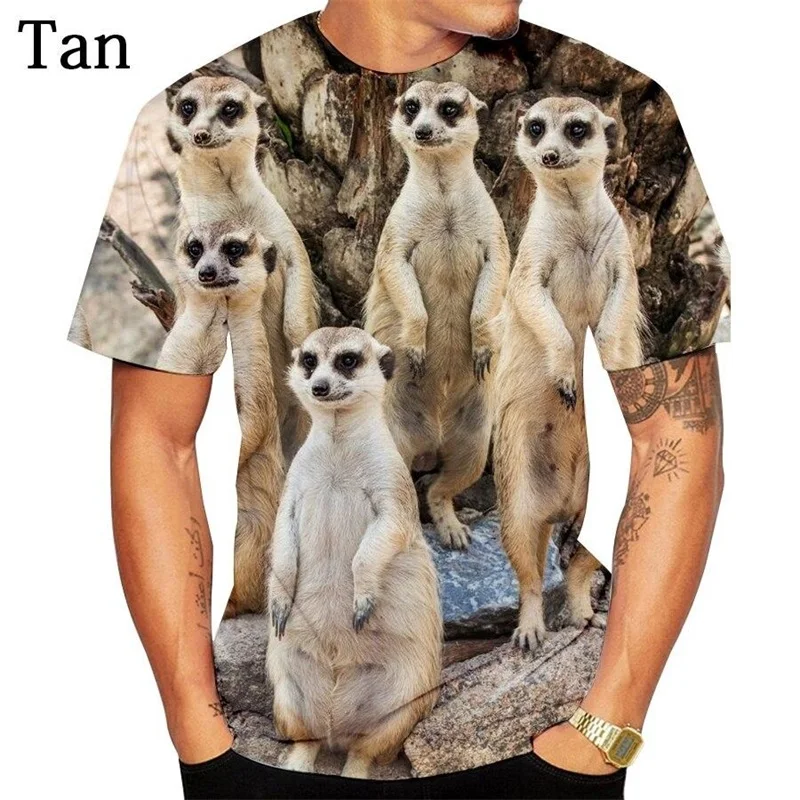 3d Printed Meerkat Funny T -Shirt For Men Unisex Casual Round Neck ...