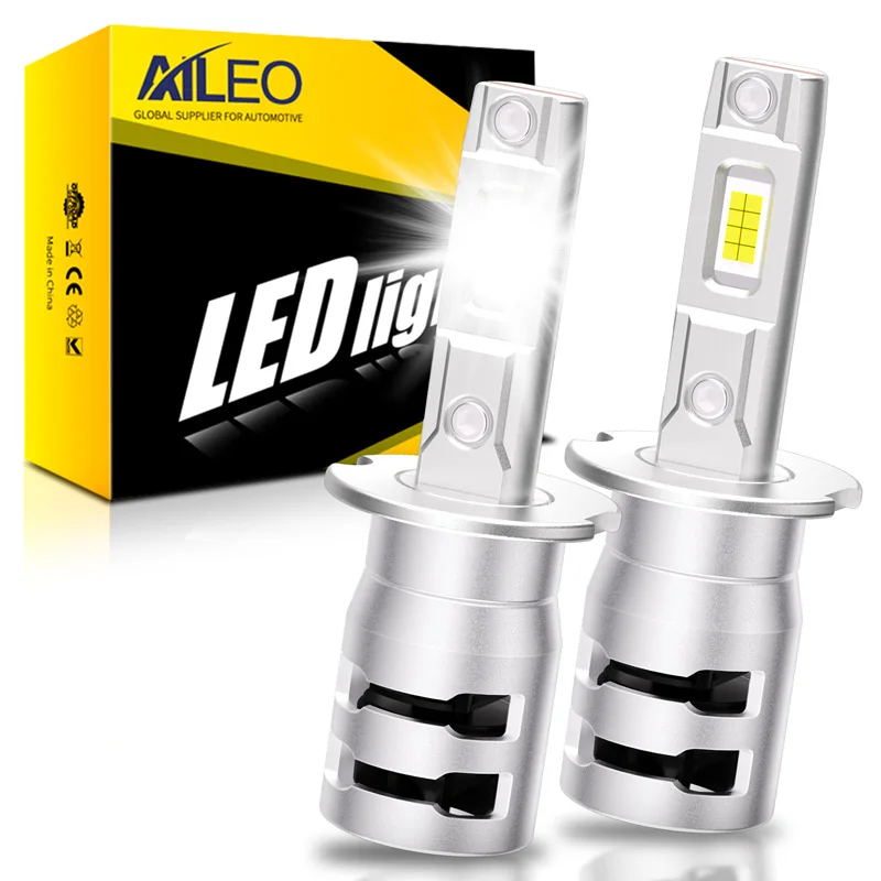 AILEO New 2 Pcs Canbus H1 H3 LED fog light Bulbs Turbo Mini Size Design LED Car light CSP Chips ...