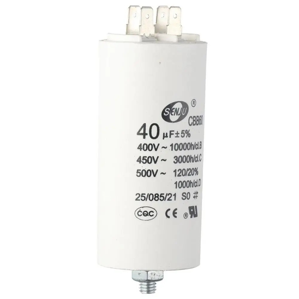 CBB60 Run Capacitor 40uF 450V AC Double Insert 50/60Hz Cylinder 94x45mm ...