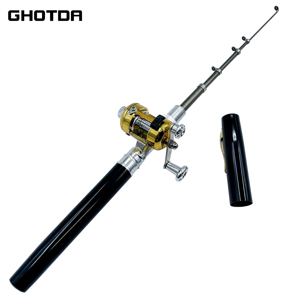 GHOTDA-Mini-Fishing-Pole-Pen-Shape-Folded-Fishing-Rod-With-Reel-Wheel ...