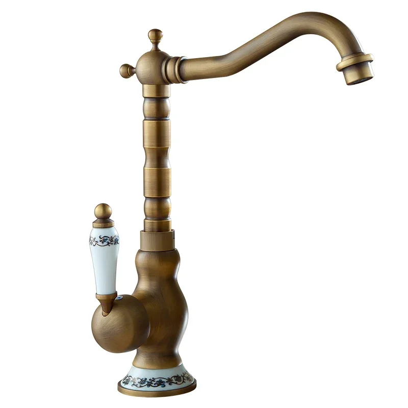 Bathroom-Faucets-Antique-Bronze-Faucet-for-Kitchen-Cold-and-Hot-Water ...
