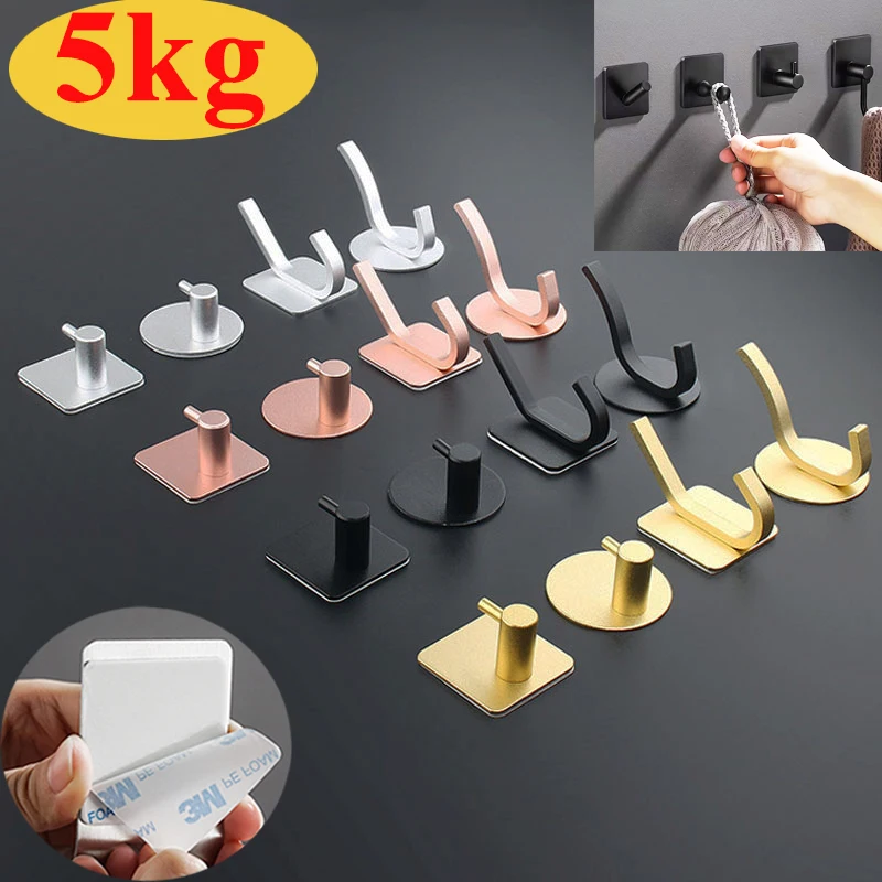 Adhesive-Wall-Hooks-Mounted-Door-Key-Cloth-Coat-Bathroom-Robe-Hanger ...