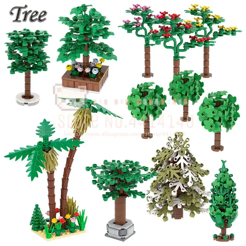 Green-Trees-MOC-Building-Blocks-Roadside-Decoration-Plants-Pine-Tower ...