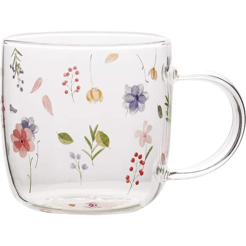 Coffee-Mug-Borosilicate-Glass-Creative-Flower-Pattern-with-Handle-Tea ...