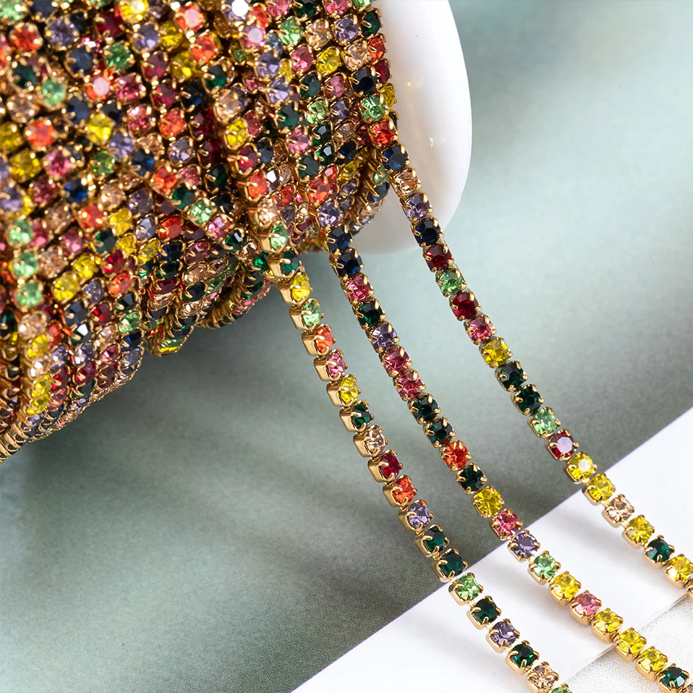 1M-Stainless-Steel-Colorful-Rhinestone-Chain-Sew-On-Glue-On-Trim-Cube ...