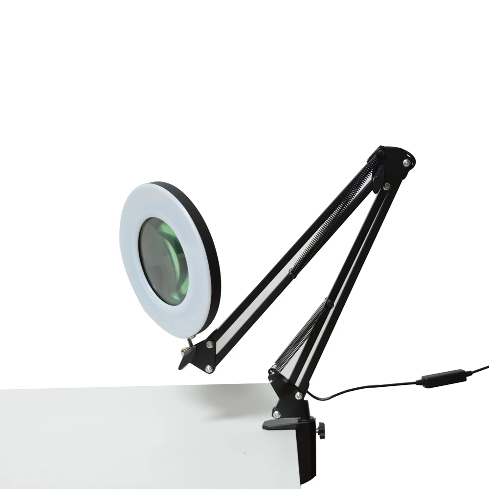 Loupe optique,Lampe loupe LED à bras oscillant en métal, 3 Modes de ...