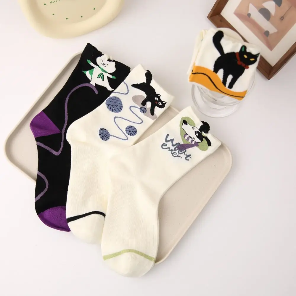 Korean-Style-Cat-Pattern-Socks-Creative-Warm-Cotton-Middle-Tube-Socks ...