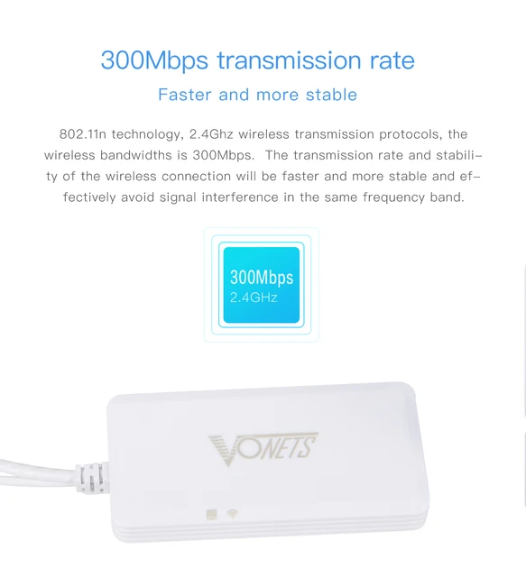 Wireless Ethernet Adapter VONETS Industrial WiFi Bridge - 2.4GHz ...