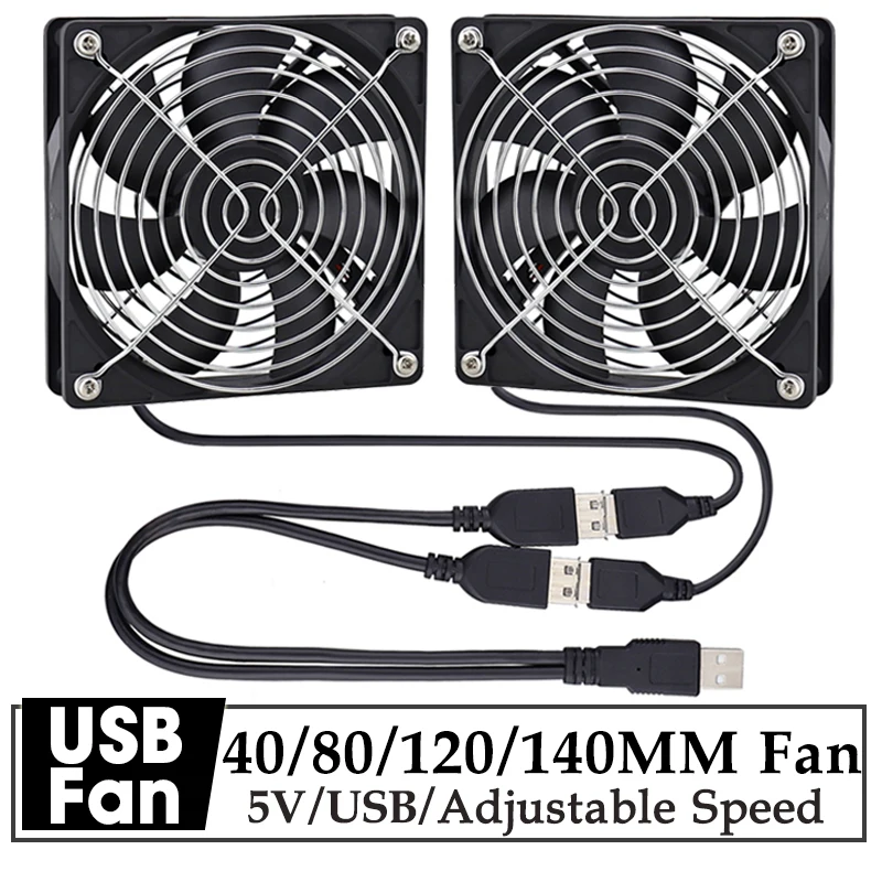 GDSTIME çift 40mm 60mm 80mm 92mm 120mm 140mm 5V USB Fan w 2 1 USB ...
