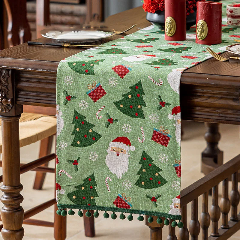 New Christmas Cartoon Style Polyester Table Runner Fashion Santa Claus ...