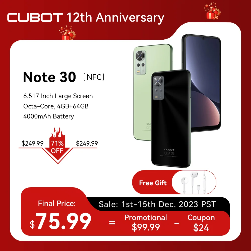 Cubot-Note-30-Android-Smartphone-Octa-core-4GB-64GB-256GB-Extended-6 ...