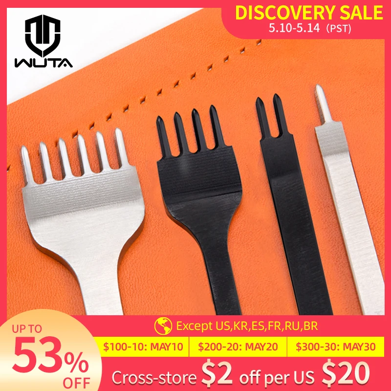 WUTA 기본 가죽 끌 도구, 다이아몬드 찌르기 철 구멍 펀치 스티칭 가죽 공예 도구, 3/4/5/6mm, 1 2 4 6 개 이빨| | - AliExpress