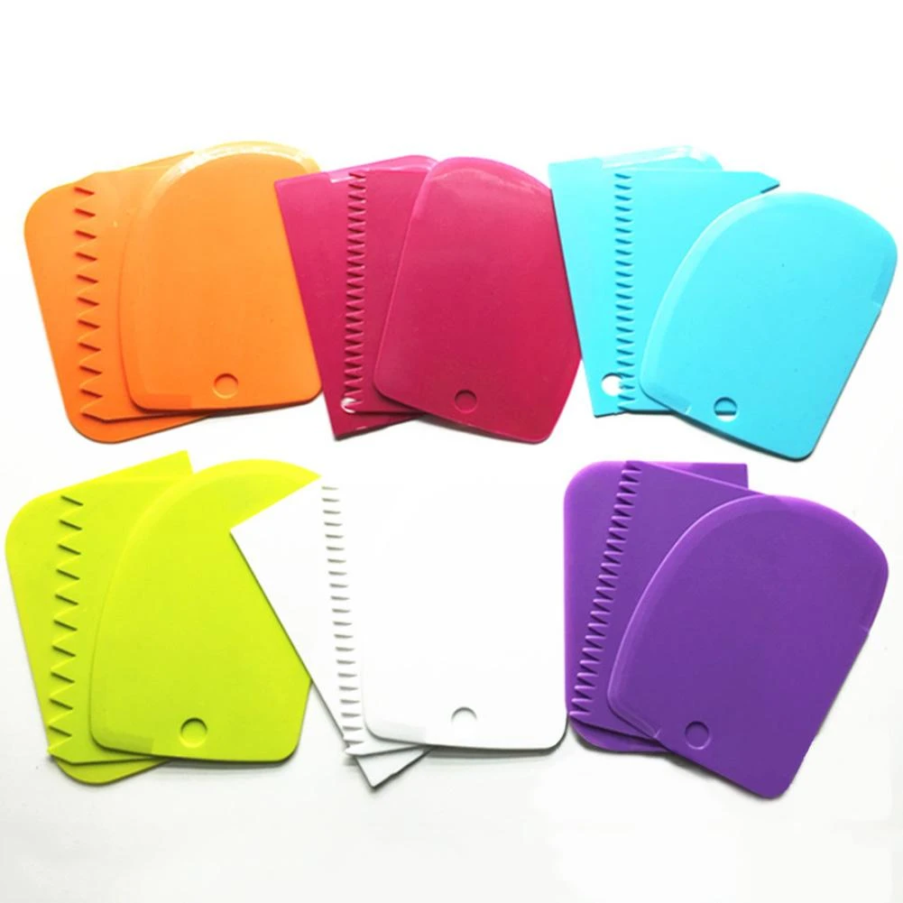 3Pcs Cream Scraper Suit DIY Kitchen Straight Arc Tooth Shape Cream ...