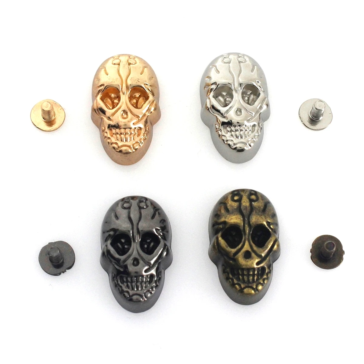 5pcs Metal Gothic Skull Ghost Rivets Screwback Conchos Punk Studs ...