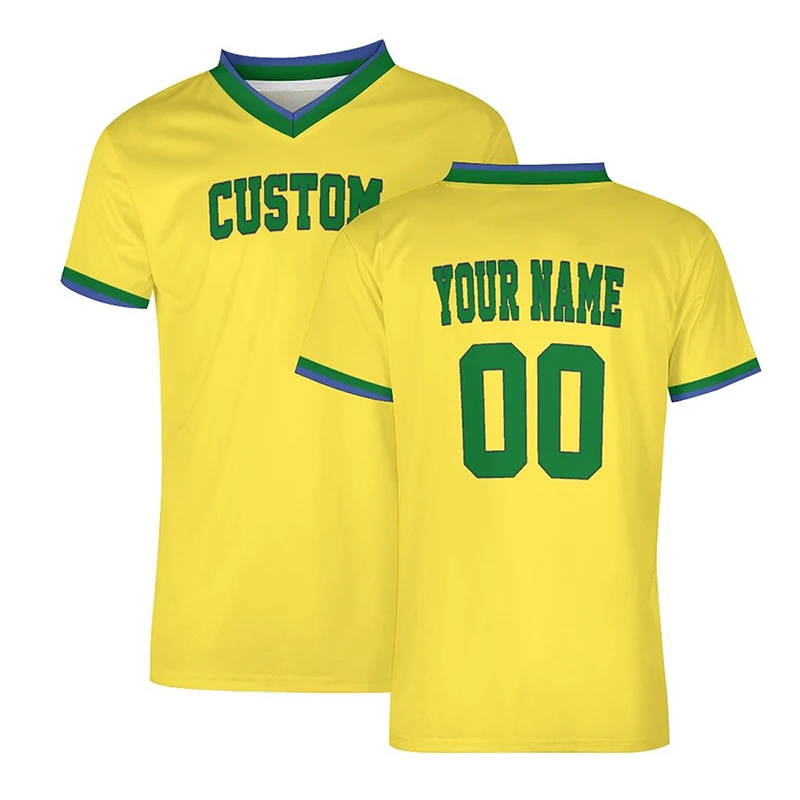 Yellow-Men-Football-Jersey-Custom-Soccer-T-shirts-Mesh-Sportwear-Team ...