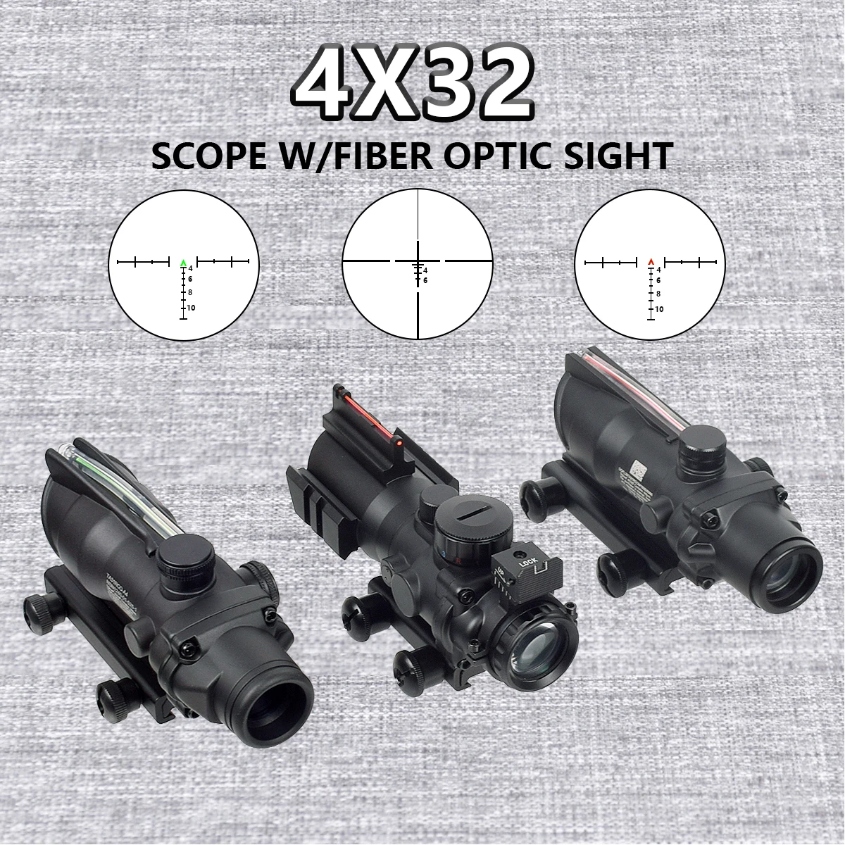 Tactical Trijicon ACOG 4X32 Magnifier 1x32 Fiber Optics Red Green ...