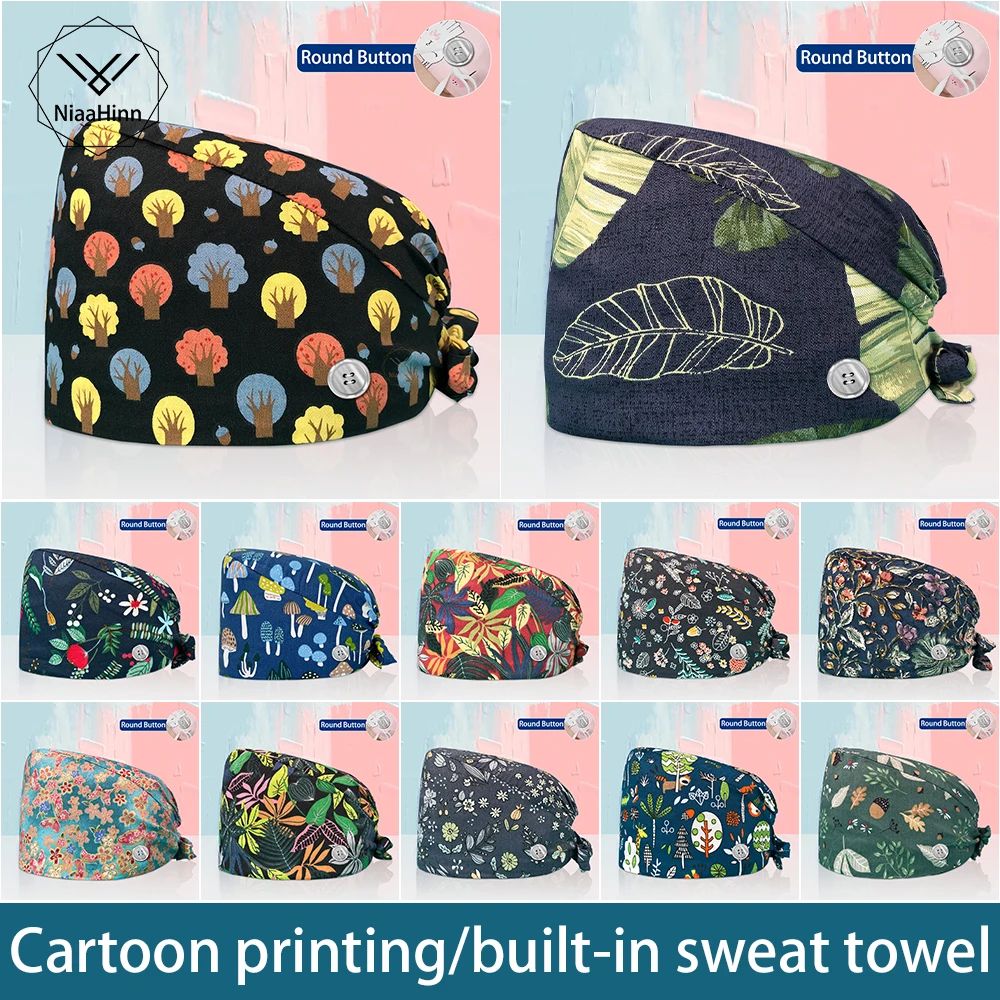 Women and Man Doctor Scrub Hats with Sweatband Pet Working Medical Caps ...