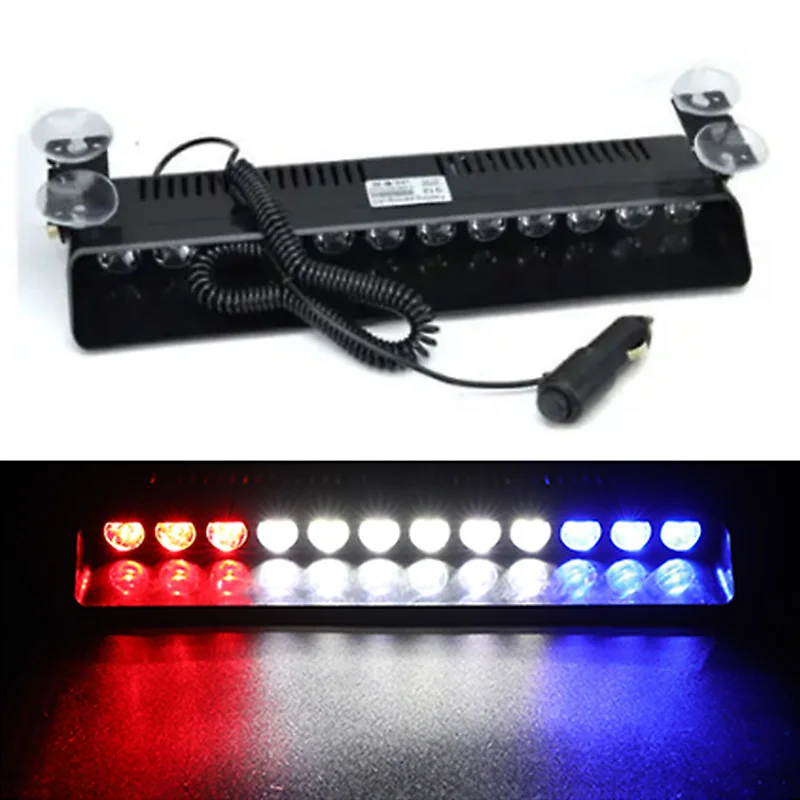 12LED-Police-Lights-Car-LED-Strobe-Lamp-Red-Blue-White-Signal-Lamps ...