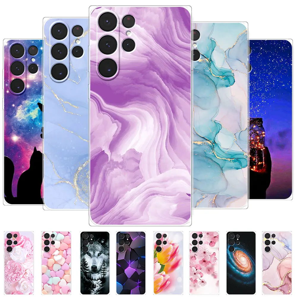 For-Samsung-Galaxy-S23-Ultra-Case-Cover-Marble-Transparent-Cases-for ...